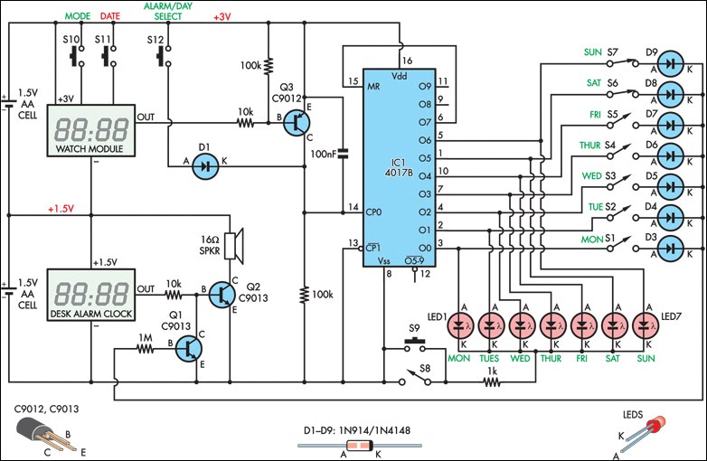 Digital Clock Schematic Diagram