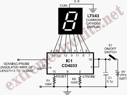 Contactless AC Mains Voltage Detector Circuit Diagram
