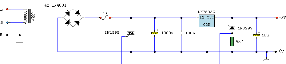 Logic PSU With Over-Voltage Protection Circuit Diagram